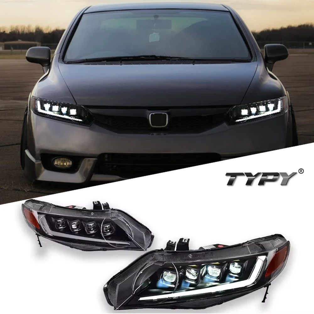 Car For Honda Civic 8th Gen Headlight 2006-2011 Upgrade Modified to New ...