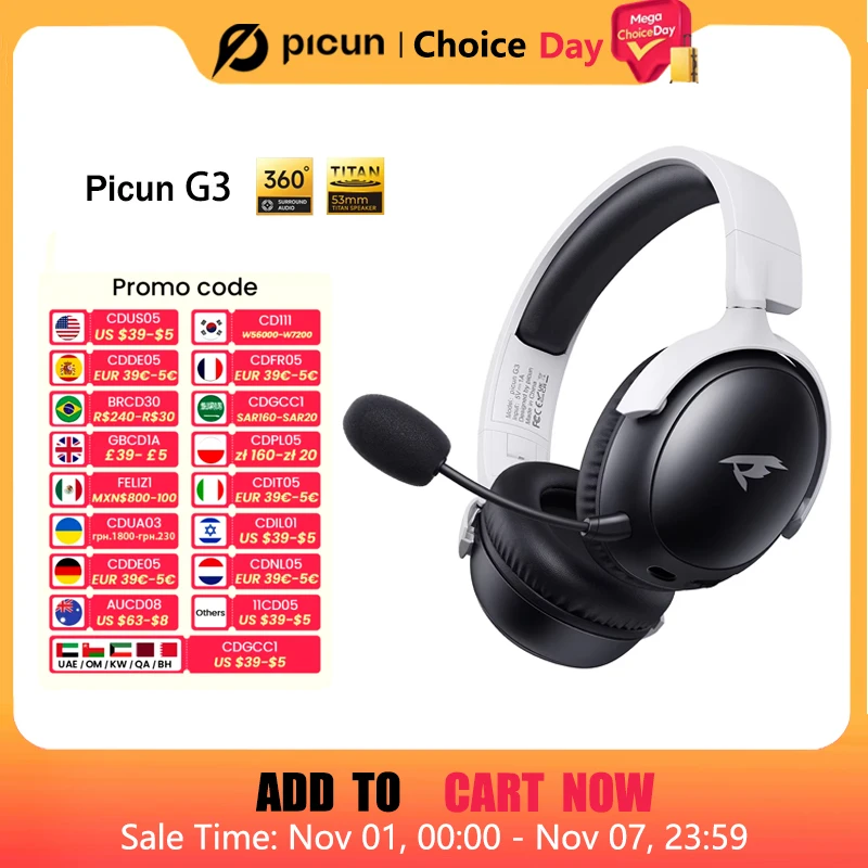 Picun-G3-2-4GHz-Wireless-Gaming-Headset-Low-Latency-53mm-3D-Spatial ...