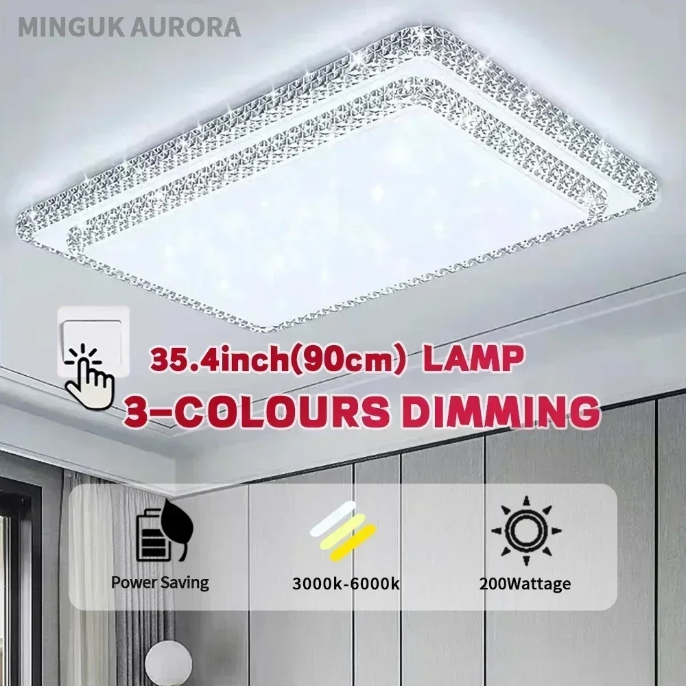 Modern-Diamond-Design-LED-Dimmable-Color-Ceiling-Lamp-90-200W-White ...