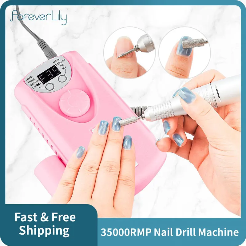 35000RPM Wireless Nail Drill Machine Portable LCD Nail Master 60W Manicure Pedicure Strong ...