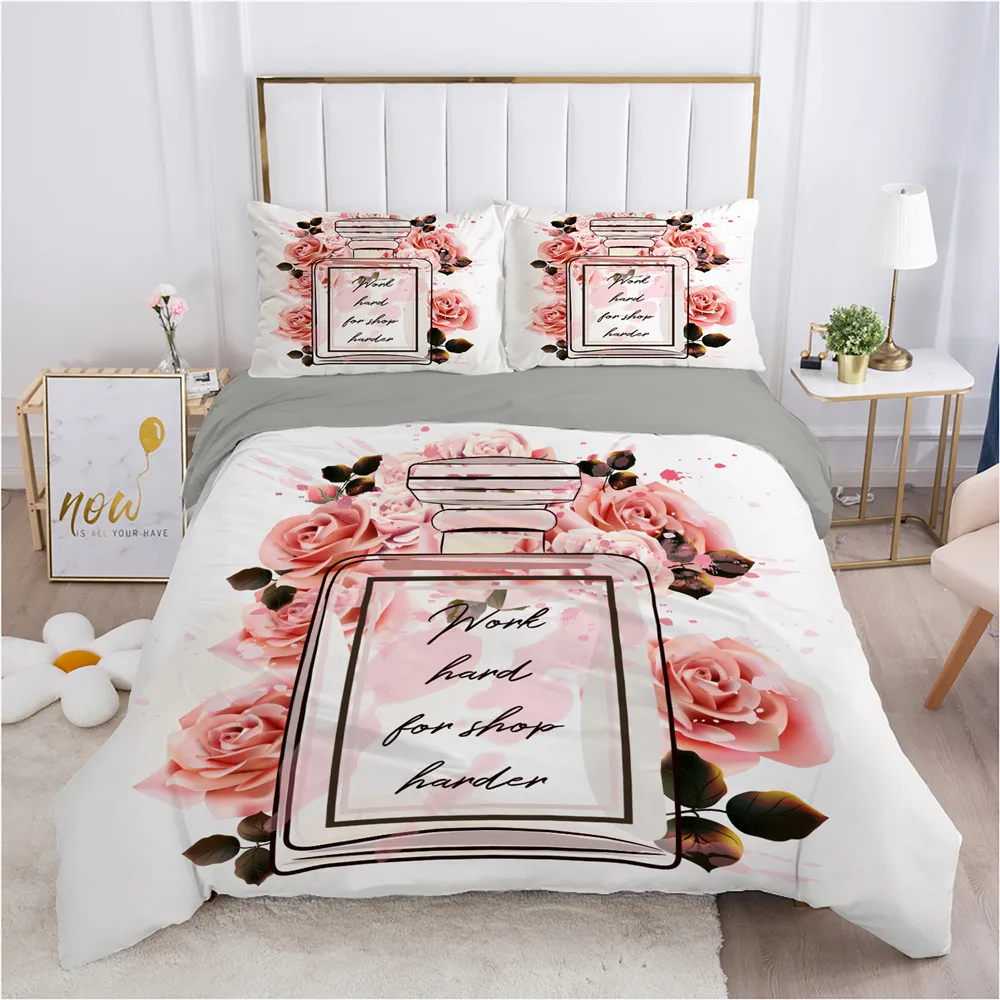 Perfume-Floral-Bedding-Set-Makeup-Duvet-Cover-with-Pillowcase-Fashion ...
