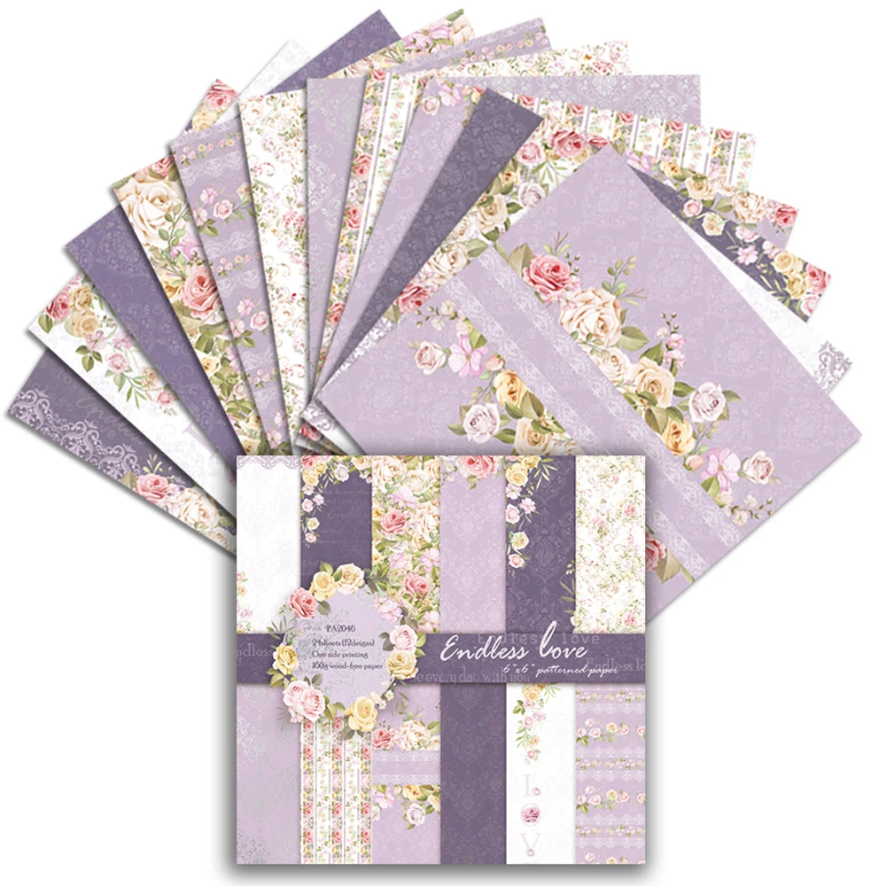 Alinacutle Endless Love Paper Pack 24 sheets 6" Patterned Paper Pad For ...