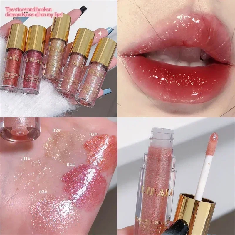 Shining Starry Lip Gloss Glitter Broken Diamonds Liquid Lipstick Water ...