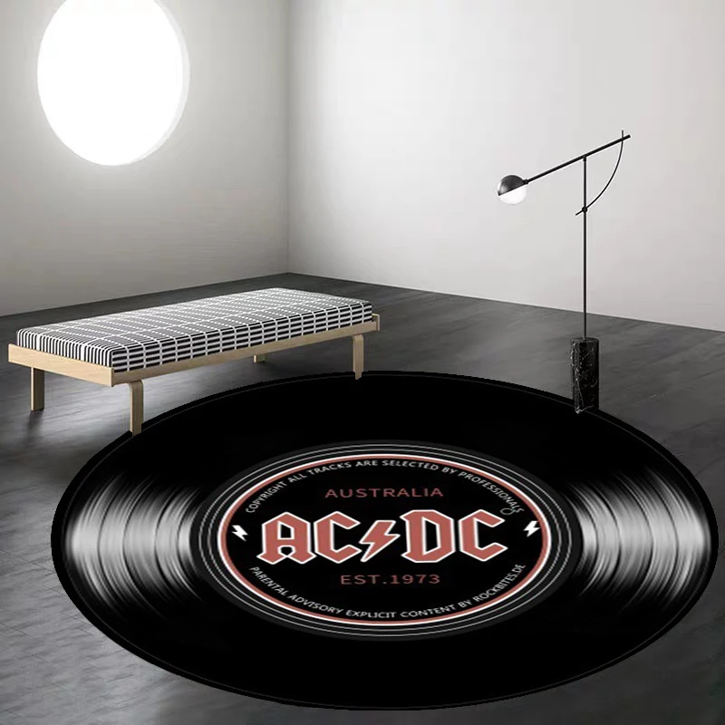 Alfombra-redonda-con-estampado-de-discos-de-vinilo-para-decoraci-n-del ...