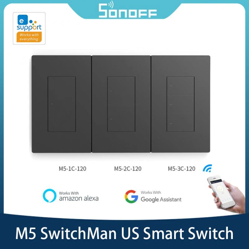 SONOFF SwitchMan Smart US Wall Switch M5 120 Type 1/2/3 Gang Push ...