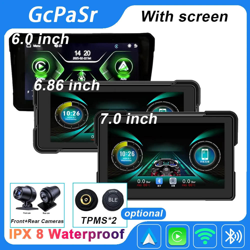 Waterproof Bluetooth Motorcycle Navigation Screen Wireless CarPlay ...