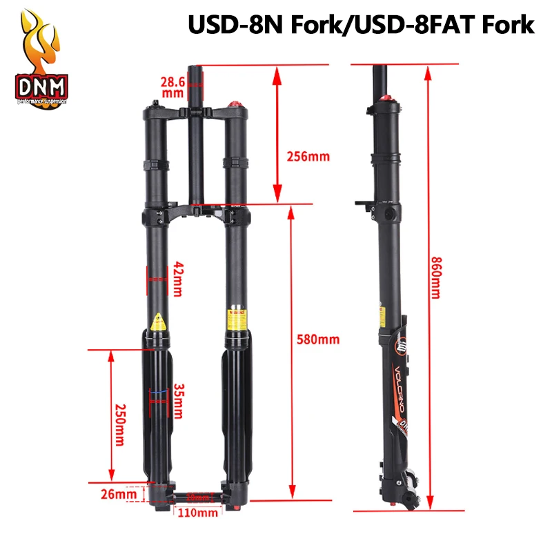 DNM-Fork-USD-8N-USD-8-FAT-MTB-Front-Fork-For-Snowy-Bike-Double-Shoulder ...