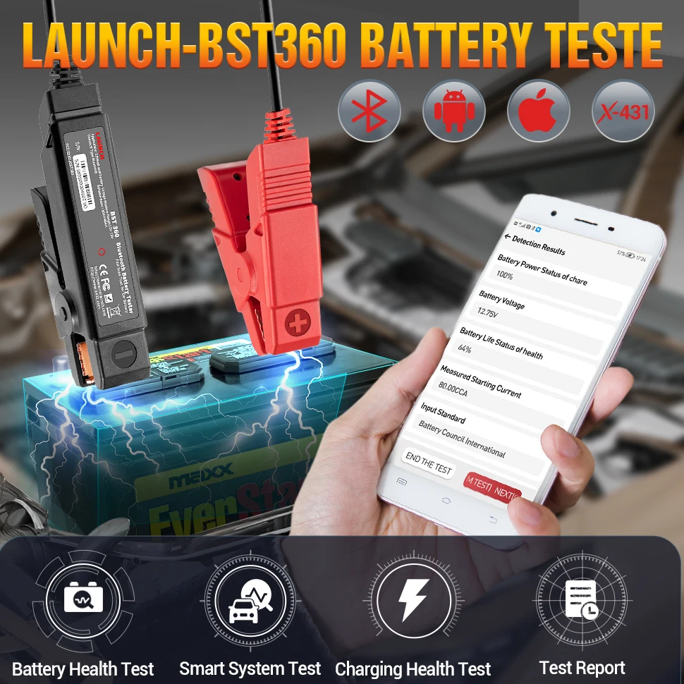 LAU.NCH BST360 Blu.etooth Battery Test Clip 6V/12V BST360 Voltage ...