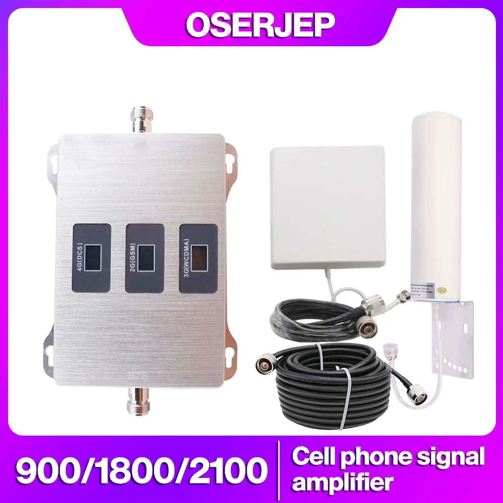 Ensemble complet d'amplificateur cellulaire tribande, répéteur cellulaire + antenne, 101DCS ...