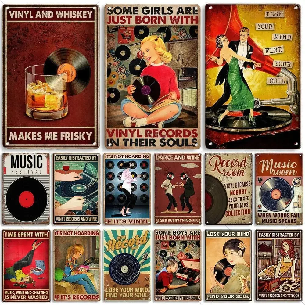 Vintage-Rusty-Vinyl-Records-Metal-Tin-Sign-Retro-Decorative-Plate ...