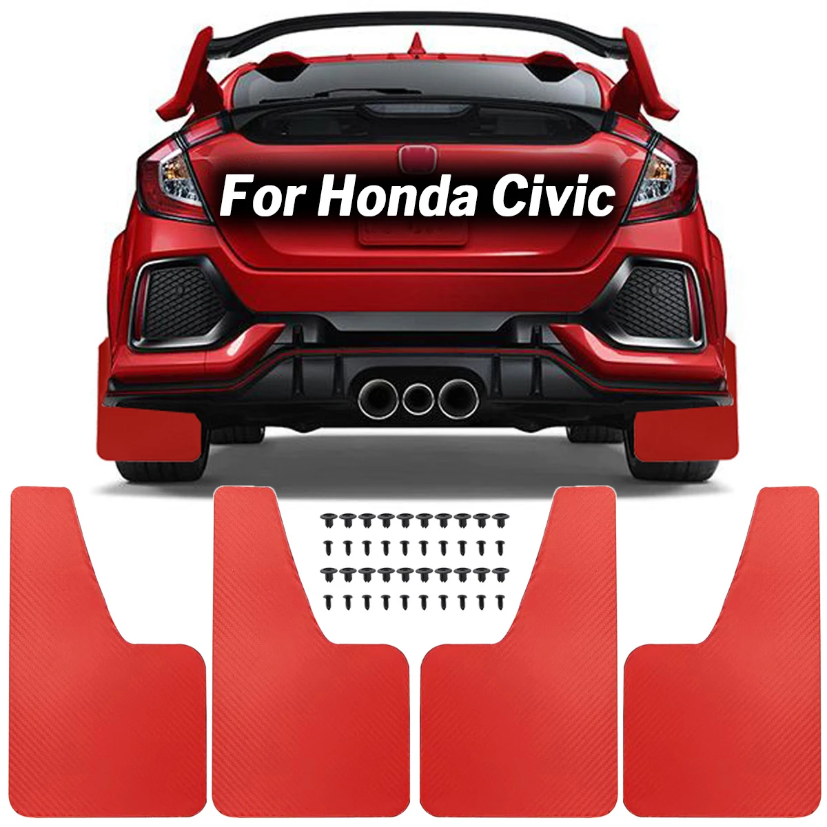 Red Mud Flaps For Honda Civic Type R Type R Type S GX Mugen Si EK9 EP3 ...