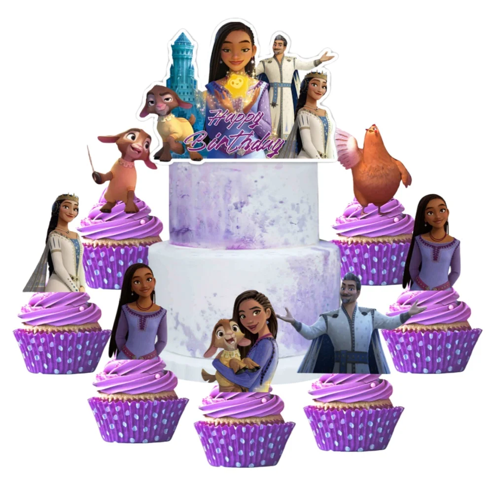New-Disney-Wish-Cake-Toppers-Asha-Goat-Theme-Purple-Cake-Decor-For-Baby ...