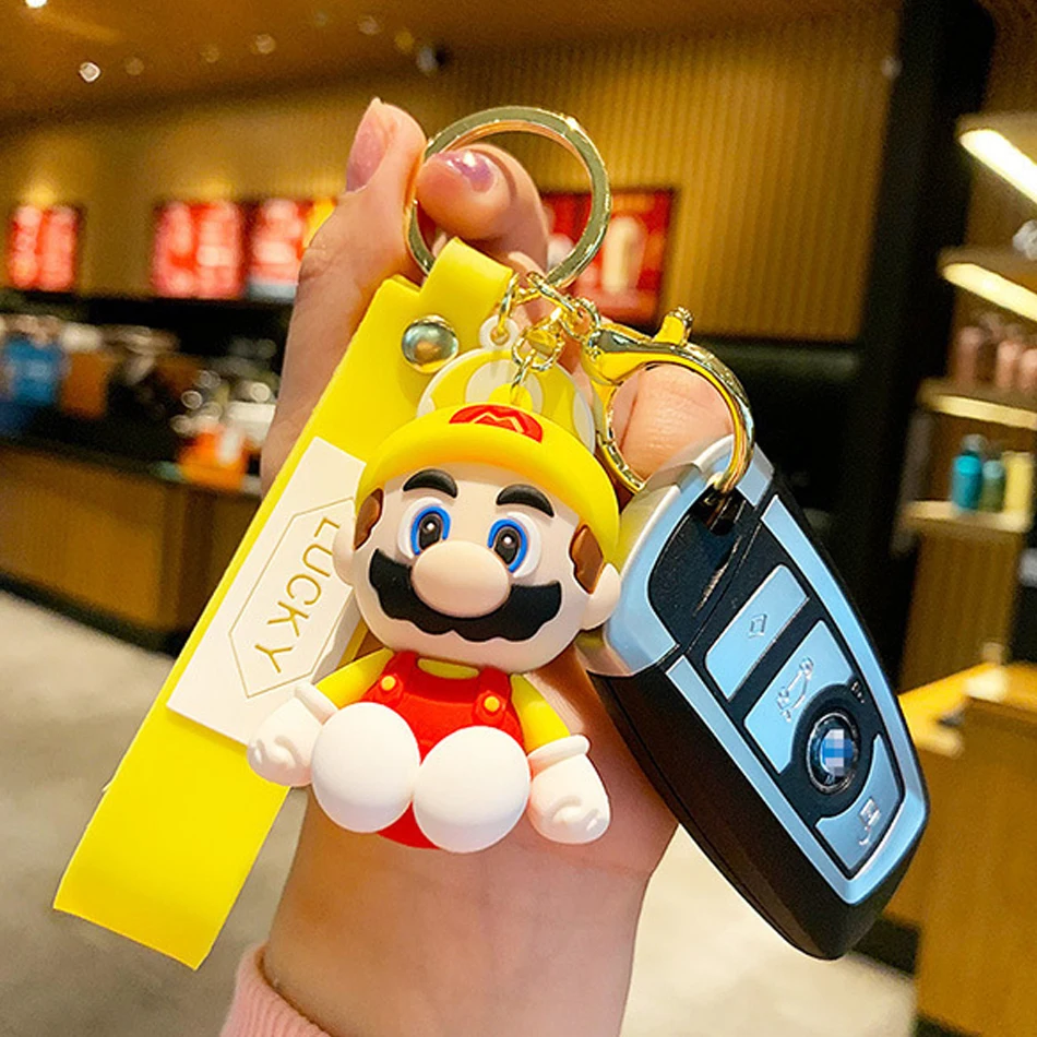 Super Mario Keychain Mario Bros Luigi Toad Yoshi Bowser Action Figure ...