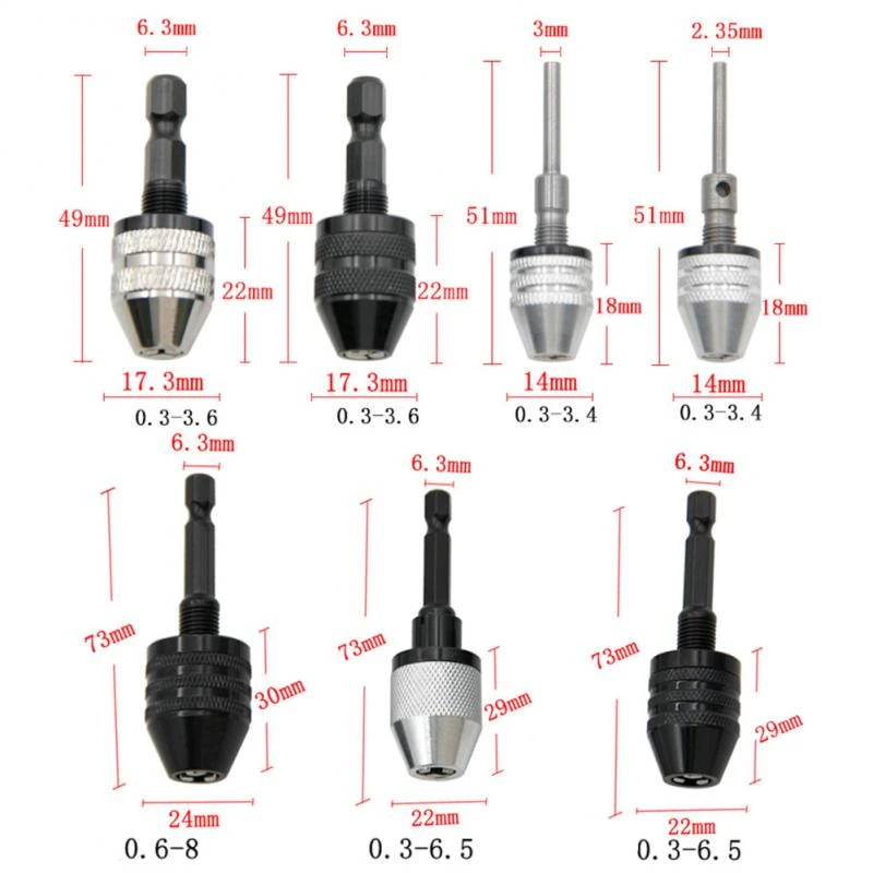 Drill Chuck Keyless Screwdriver Impact Driver Adaptor Electric Micro ...