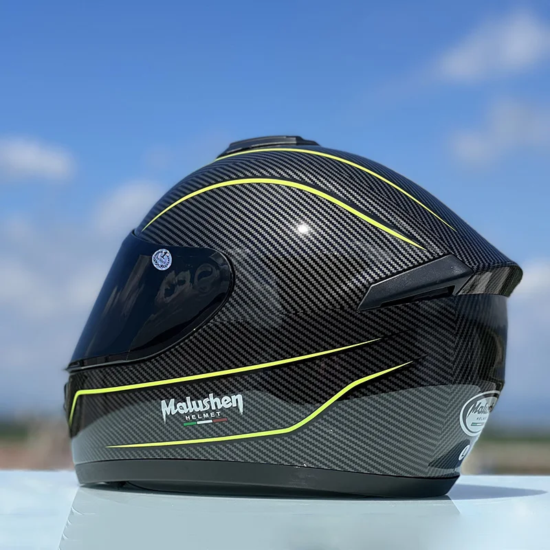 DOT Approved Silver Carbon Fiber Helmet Men Racing Helmet