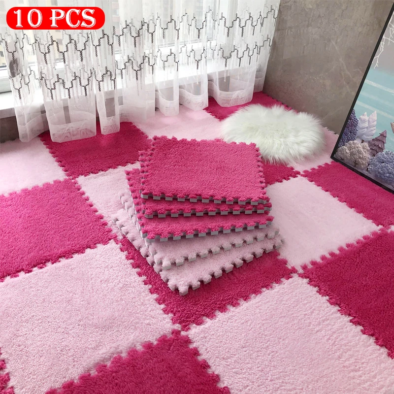 10-Pcs-Plush-Foam-Interlocking-Floor-Mat-Fluffy-Square-Foam-Tiles-Soft ...