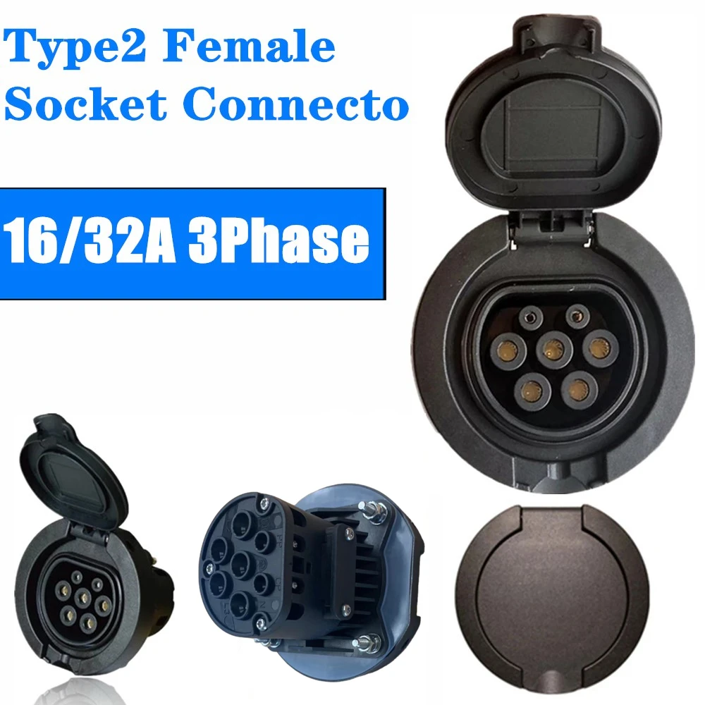 EV Charging Socket Outlet Type 2 Socket Connector 4 Point Fixed ...