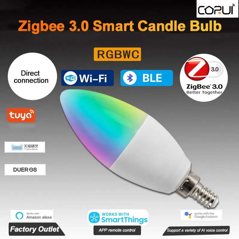 CORUI-Tuya-Zigbee-E14-E12-Smart-Candle-Bulb-RGBCW-5W-LED-Lamp ...