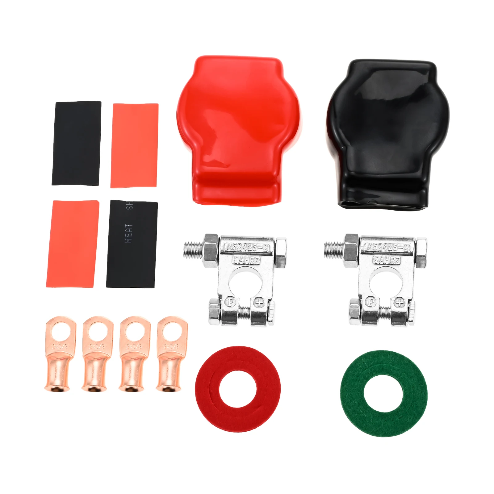 Positive Negative Heavy Duty Battery Terminal Connectors w/ 2 Gauge 3/8 ...