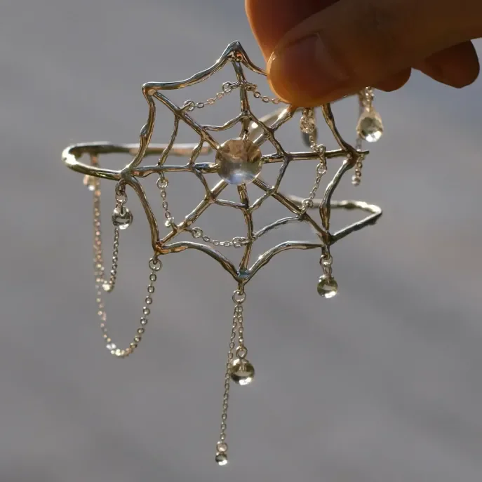 Europe-and-America-Silver-Color-Zircon-Chain-Spider-Web-Arm-Ring-UNISEX ...