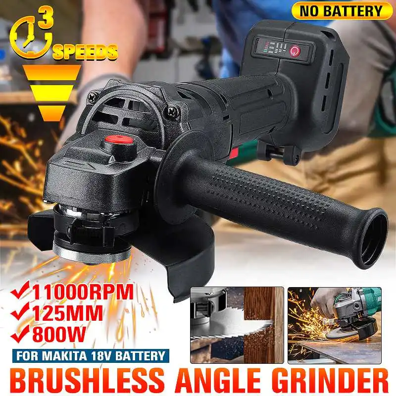 18V-800W-125mm-Brushless-Cordless-Electric-Angle-Grinder-Variable-Speed ...