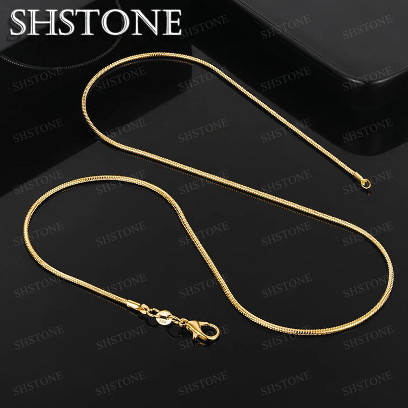 SHSTONE 18K Gold 2mm Snake Chain Necklaces For Woman Men Classic Party ...