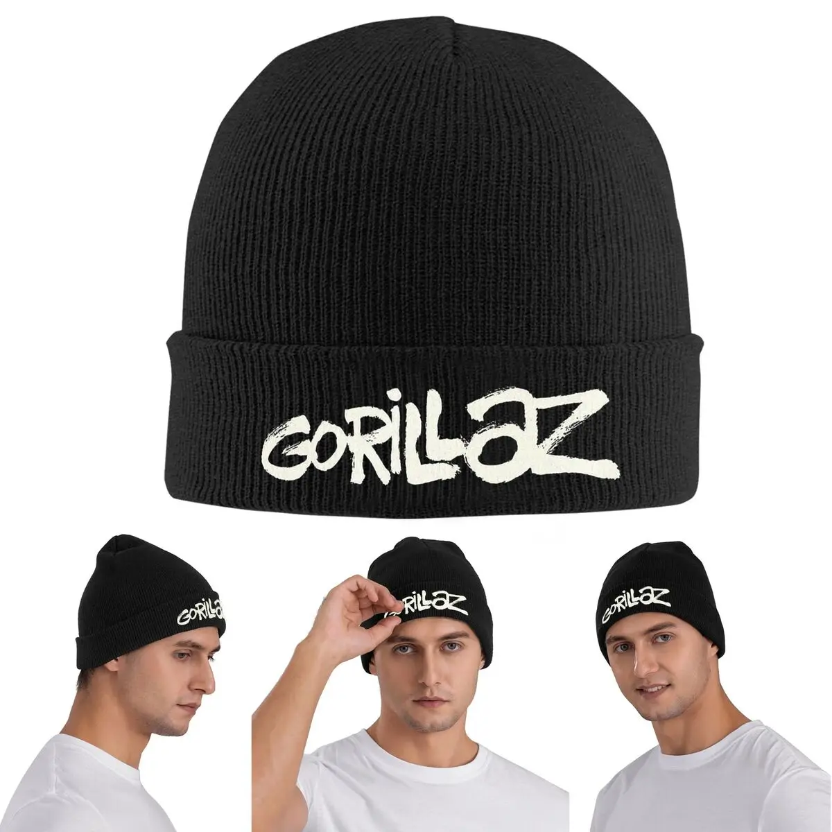 Gorillaz Symbol Warm Knitted Cap Winter Knit Bonnet Hat Skullies ...