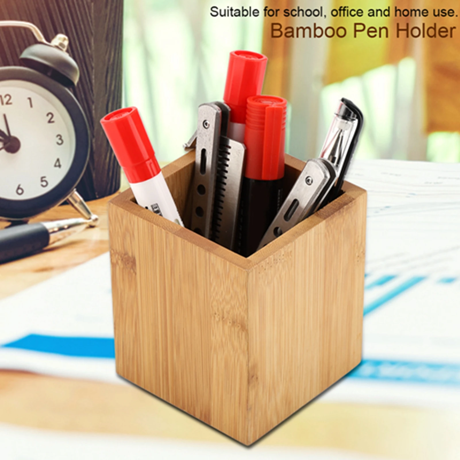 Bamboo-Pen-Holder-Office-School-Desk-Pencils-Storage-Organizer-Stand ...