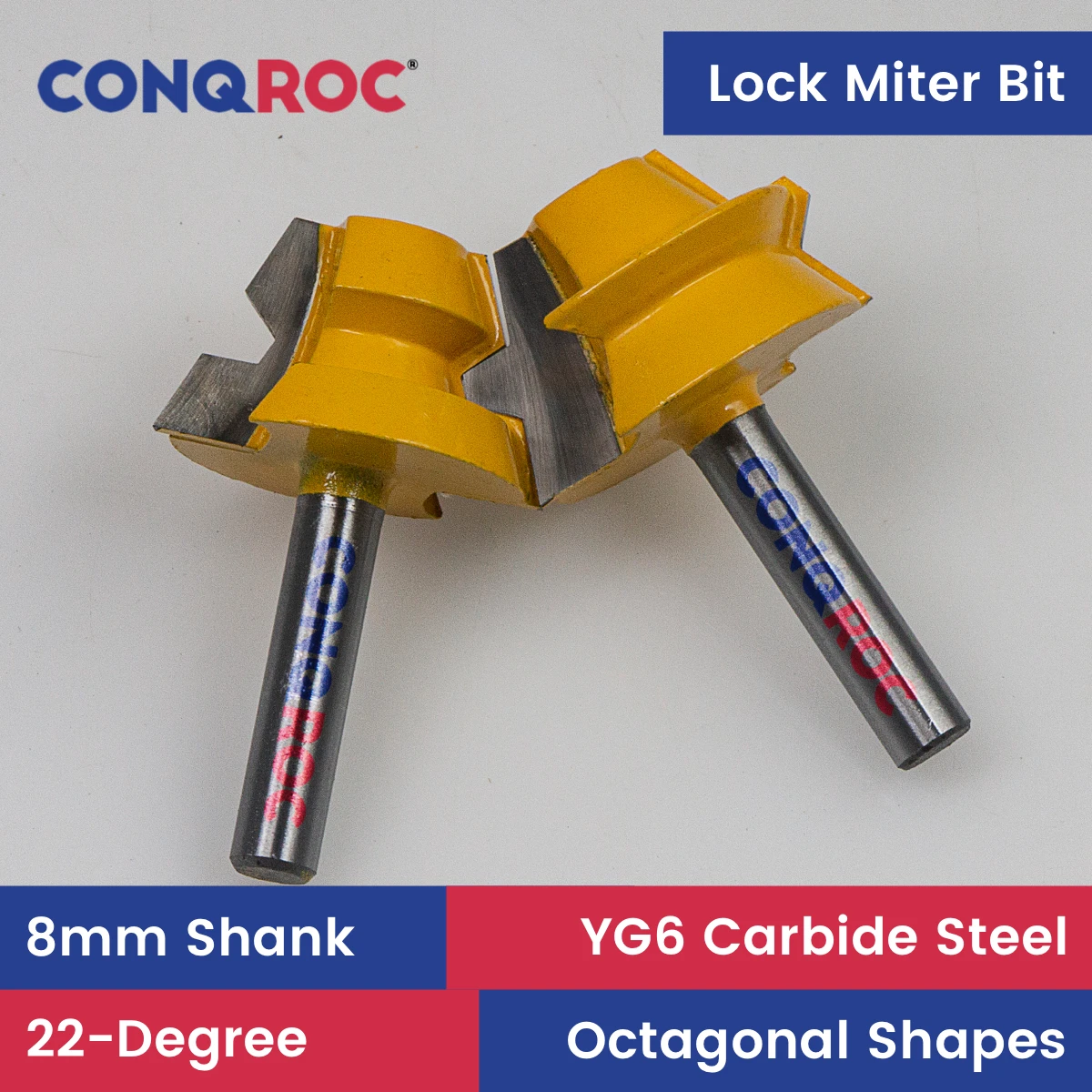 8mm-Shank-22-5-Degree-Lock-Miter-Router-Bits-Set-Wood-Octagonal-Shape ...
