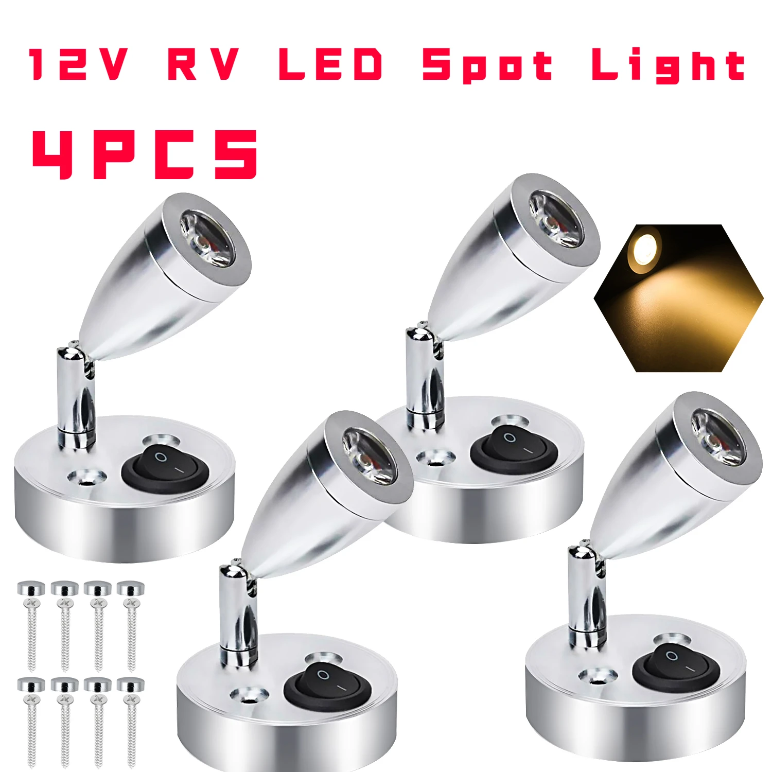 4-2-1Pcs-DC-12V-LED-Reading-Light-Switch-Yacht-White-Lamp-360-Degree ...