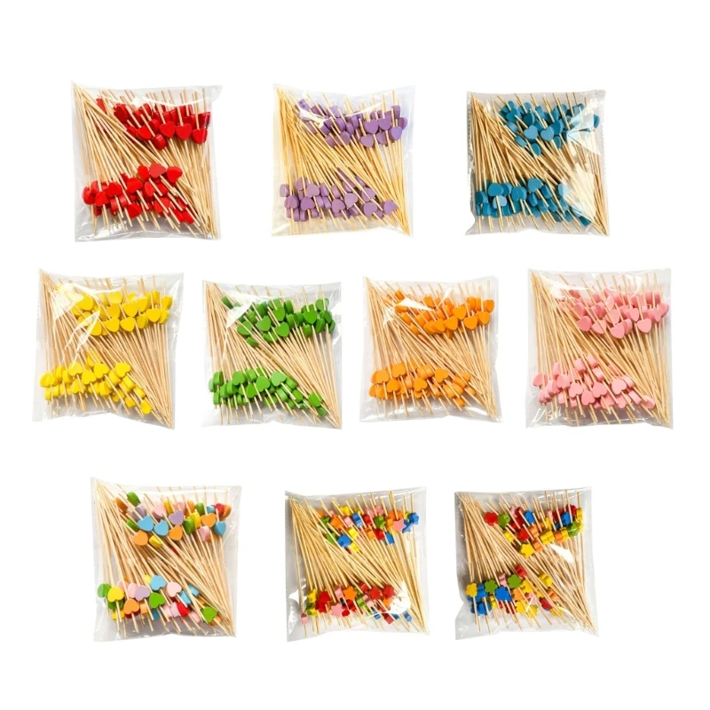 P82D-100-PCS-Muffin-Vegetable-Sticks-Cocktail-Toothpicks-Heart-Shaped ...