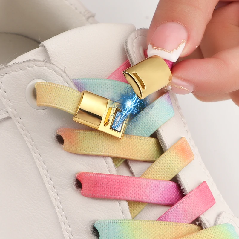 2023-Magnetic-Lock-Shoelaces-Rainbow-Elastic-Sneaker-Laces-Adults-Kids ...