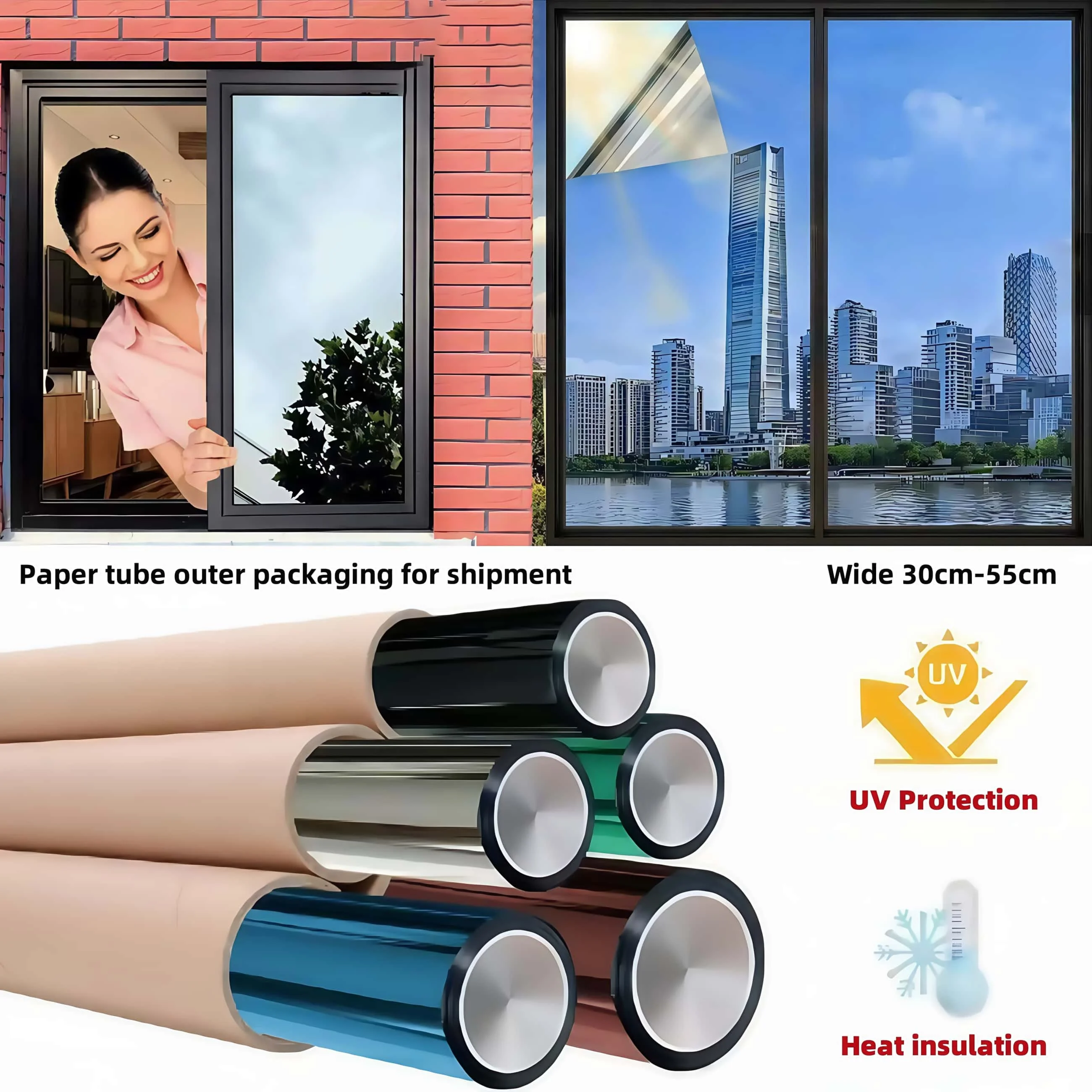 Heat-Insulating Window Film, Daytime One-Way Privacy Film, Blocks 99% ...