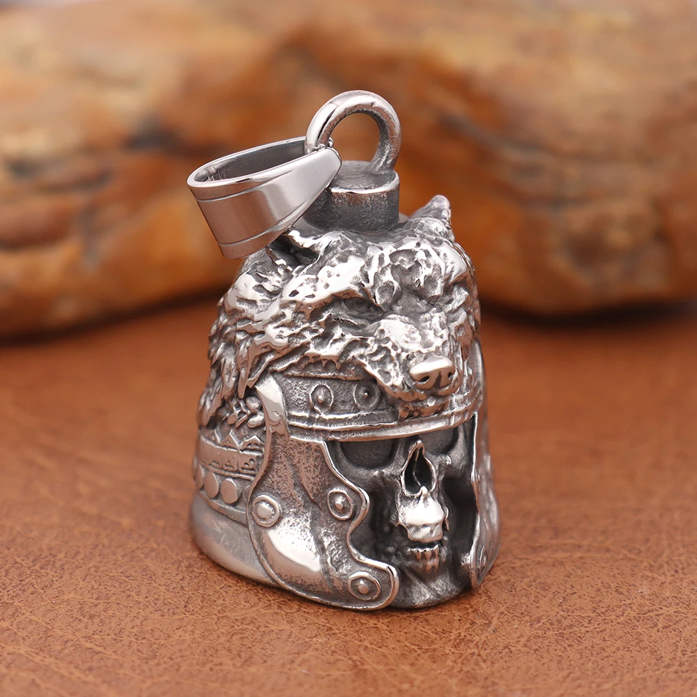Vintage-Gladiator-Wolf-Skull-Guardian-Bell-Pendant-Charm-Stainless ...