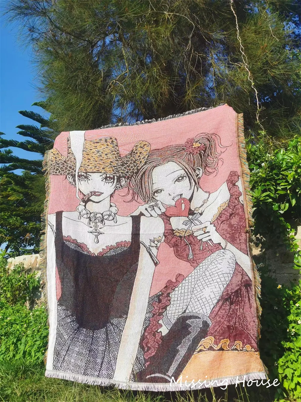 Cartoon Throw Cotton Woven Blanket Anime Tapestry Rug Home Decro ...