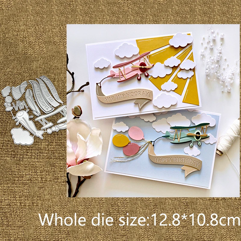 New-Design-Craft-Metal-stencil-mold-Cutting-Dies-Cartoon-biplane-flag-scrapbook-die-cuts-Album ...