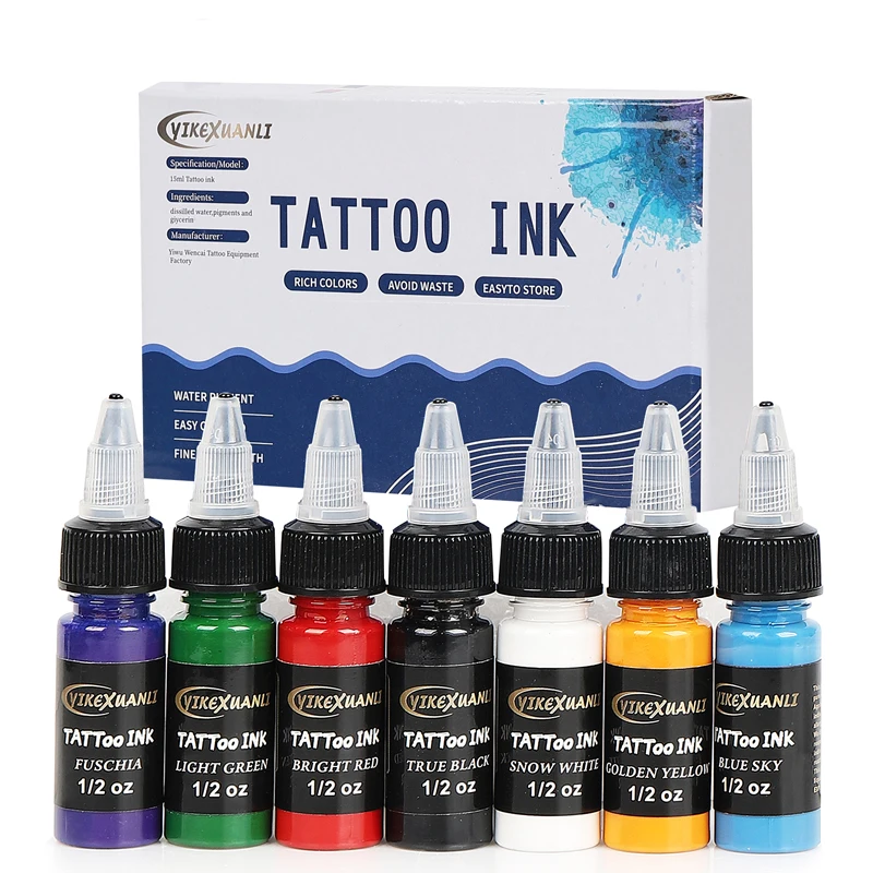 15ml-7colors-Tattoo-Ink-Pigment-with-box-Body-Art-Tattoo-Kits ...