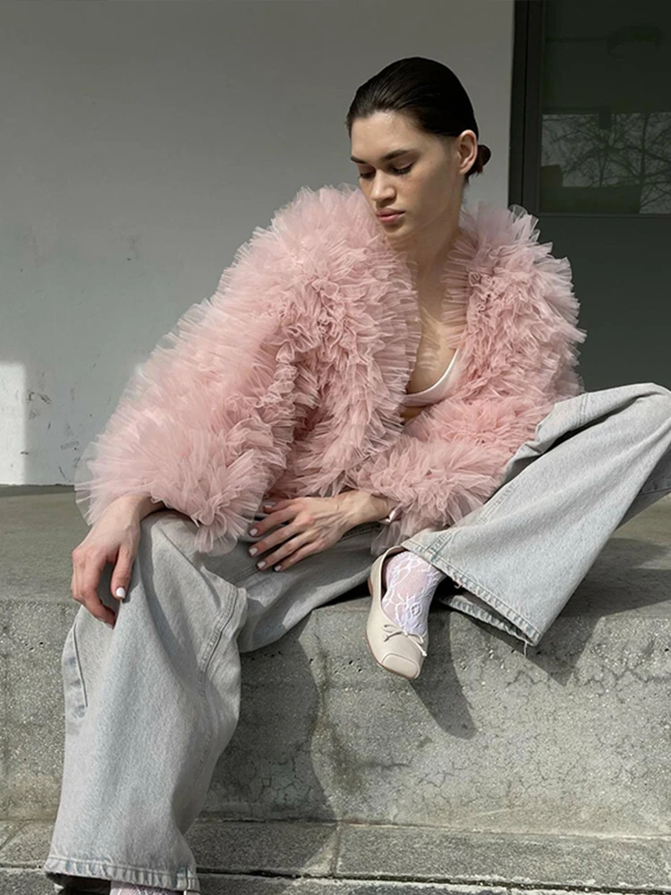 Lace-Design-Cardigan-Jacket-Round-Neck-Fluffy-Light-Luxury-Temperament ...