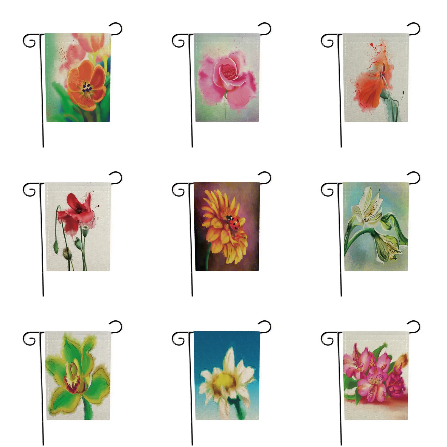 Flowers Garden Flag Double Sides Red Flower Outdoor Home Decoration ...