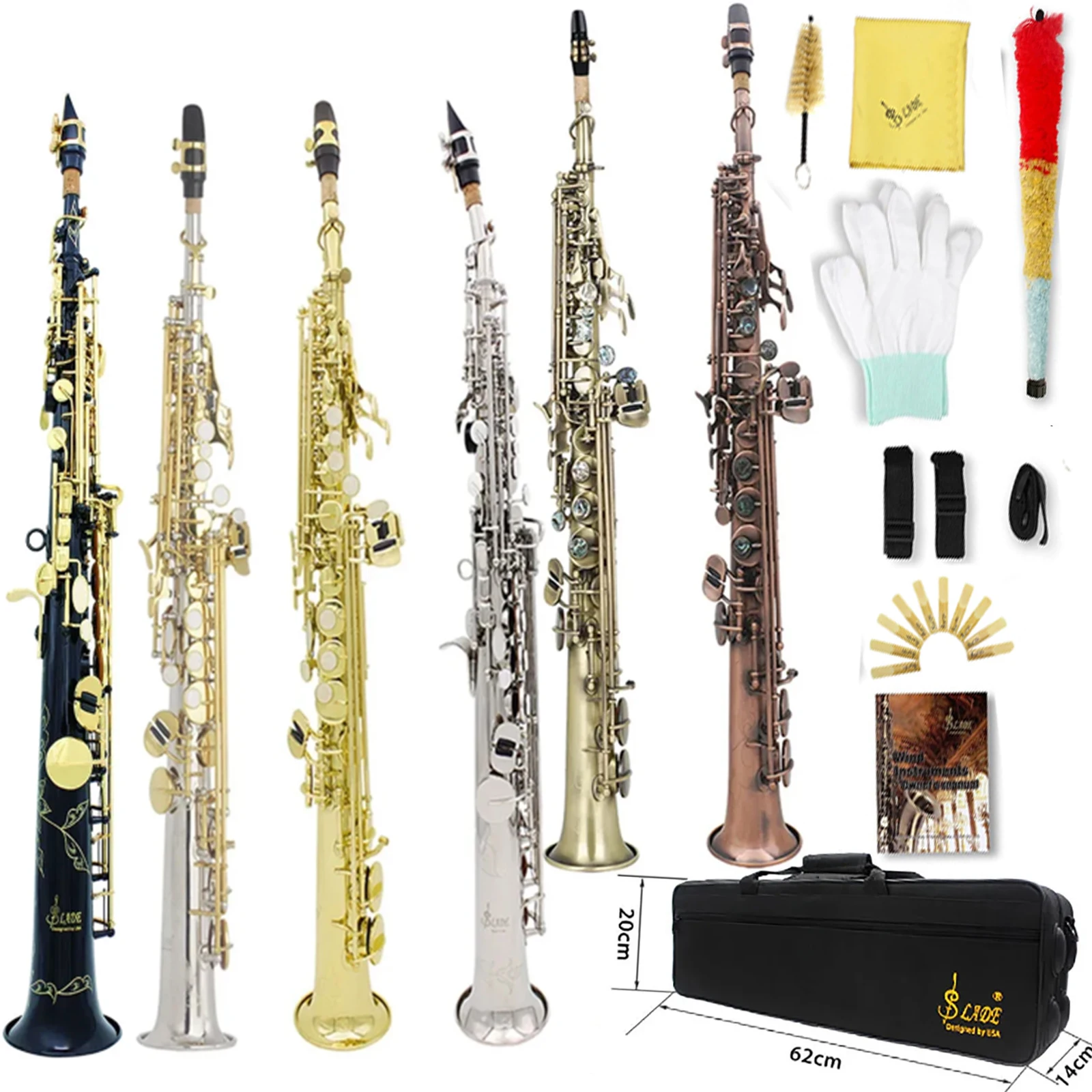 Straight-Bb-Soprano-Saxophone-Brass-Silver-Plated-B-Flat-Sax-High ...