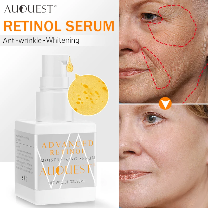 AUQUEST suero facial de Retinol antiarrugas, antienvejecimiento, elimina manchas oscuras, ácido ...