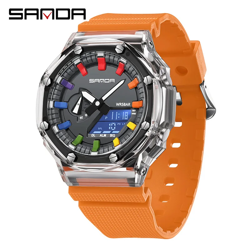 SANDA Vitality Transparent Korean Edition Electronic Watch Multi ...