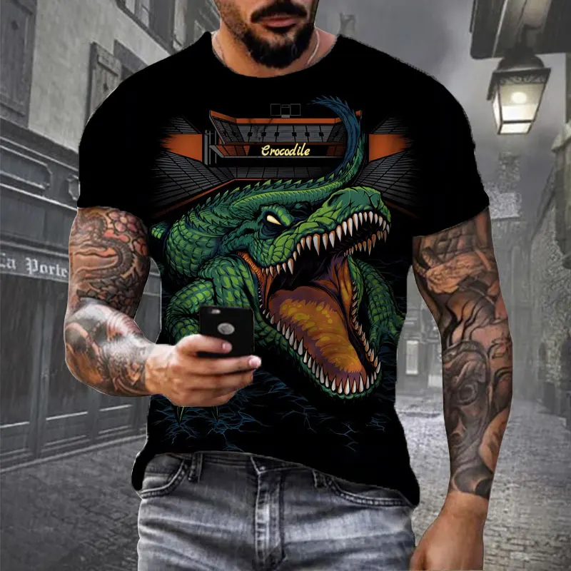 Black-Classic-Men-s-T-shirt-Animal-Pattern-Men-s-Short-Sleeve-Fierce ...