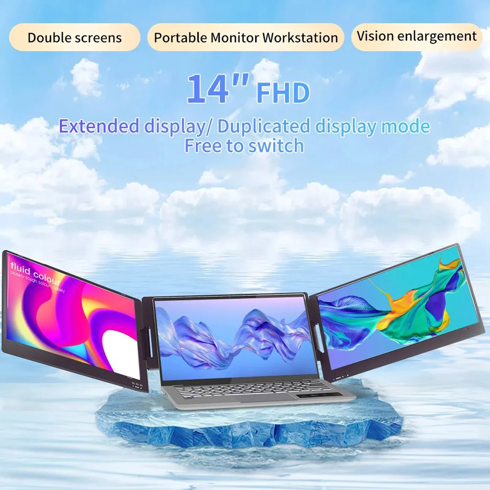 Monitor-port-til-Triple-FHD-1080P-IPS-tipo-C-pantalla-giratoria-de-360 ...