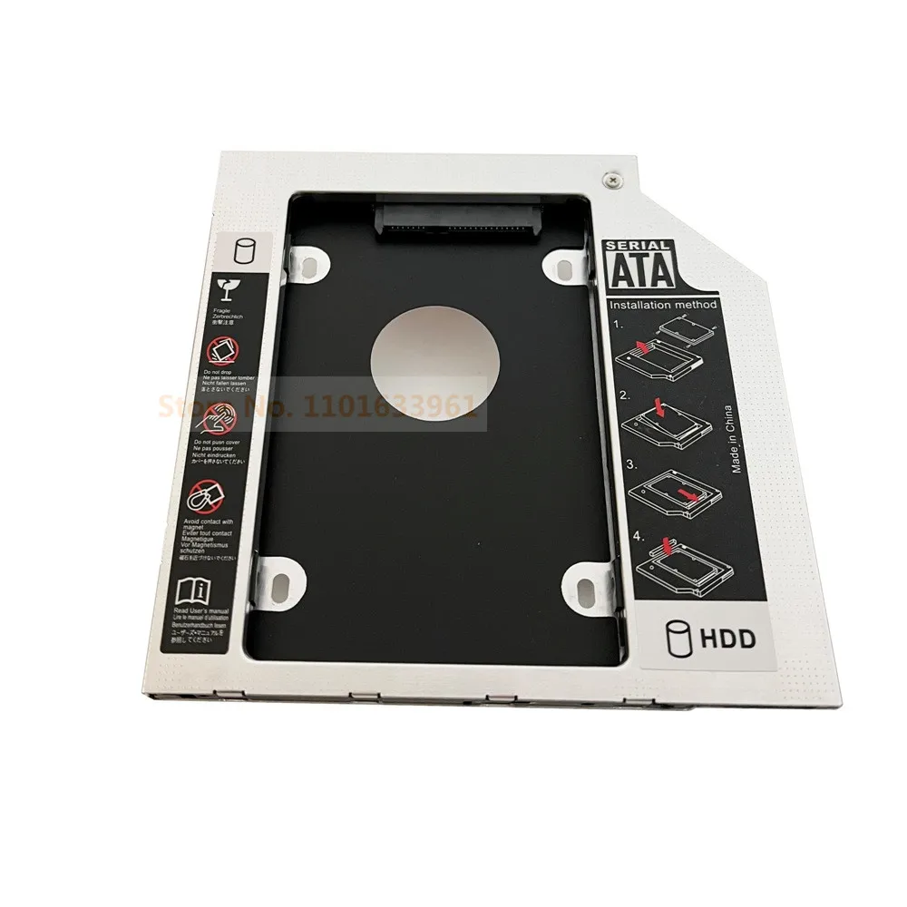 Universal 9.0mm SATA 2nd Hard Drive HDD SSD Optical Bay Caddy Frame ...