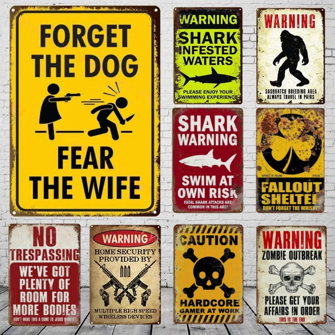 Dark-Danger-Warning-Zombie-Signs-Metal-Tin-Sign-Cartaz-de-Terror ...
