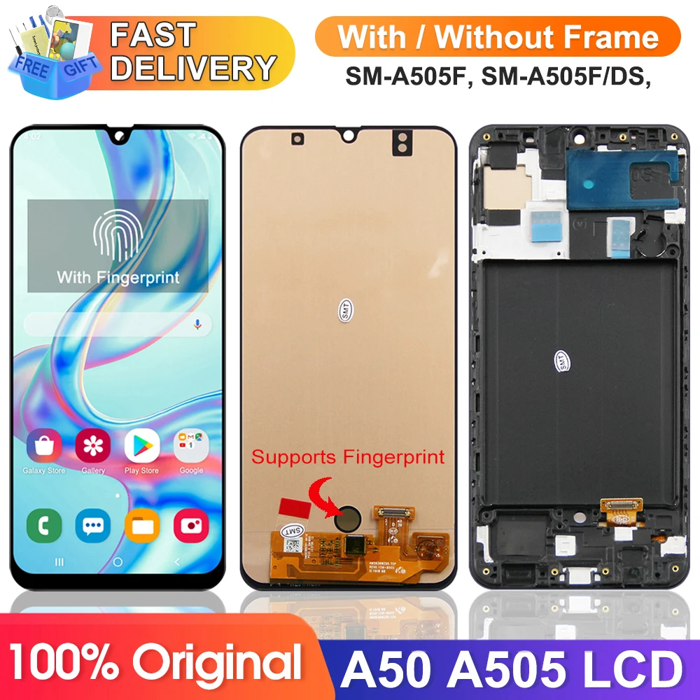 6.4'' Original A50 A505 A505f Display Screen With Fingerprint, For ...