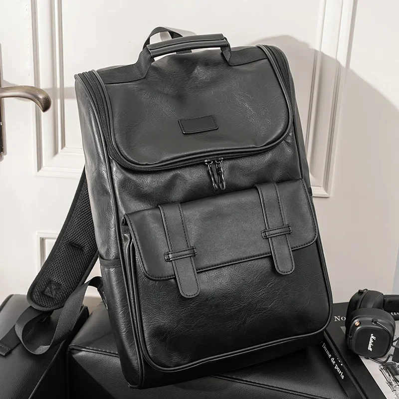 Fashion-Men-s-Backpack-Casual-Solid-Leather-Backpack-Men-High-Capacity ...