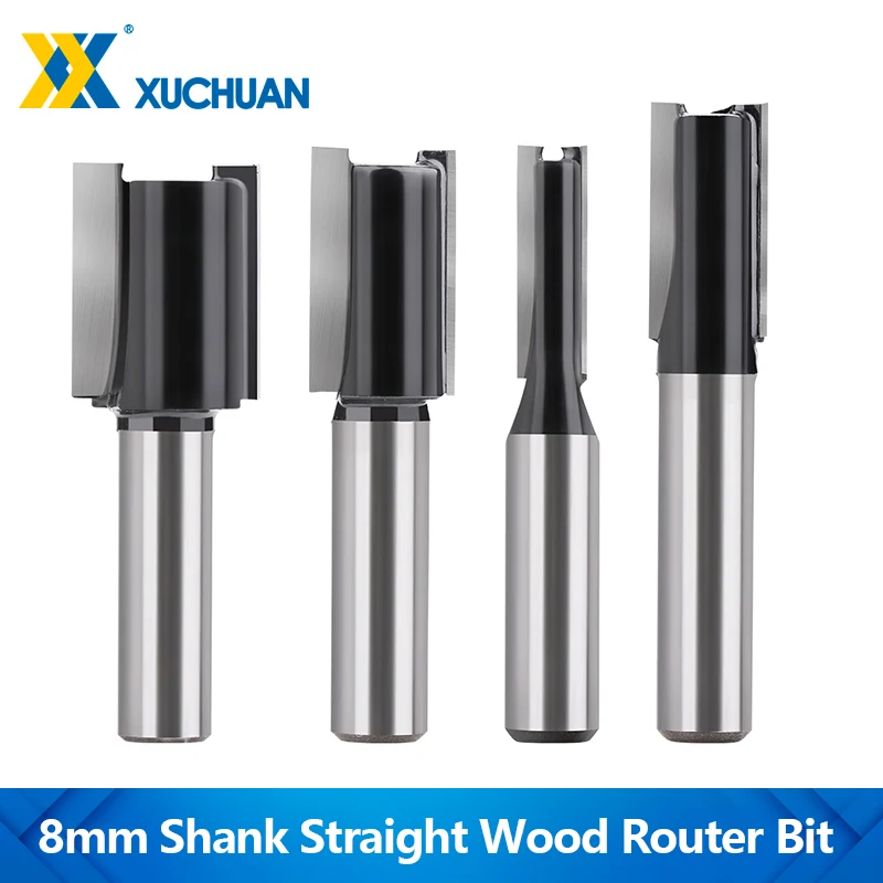 XUCHUAN 8mm Shank 2 Flutes Straight Wood Router Bit For Woodworking ...