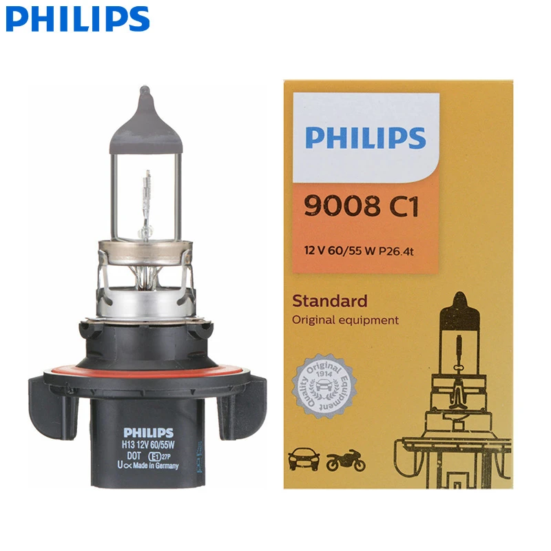 Philips H13 9008 12V 60/55W P26.4t Standard Car Headlight Original Bulb ...